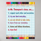 Editable Crayons Classroom Rules Poster | Zazzle