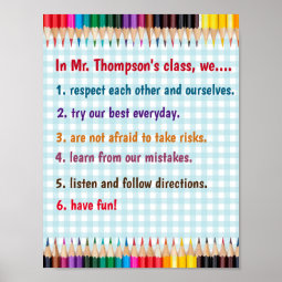 Editable Crayons Classroom Rules Poster | Zazzle