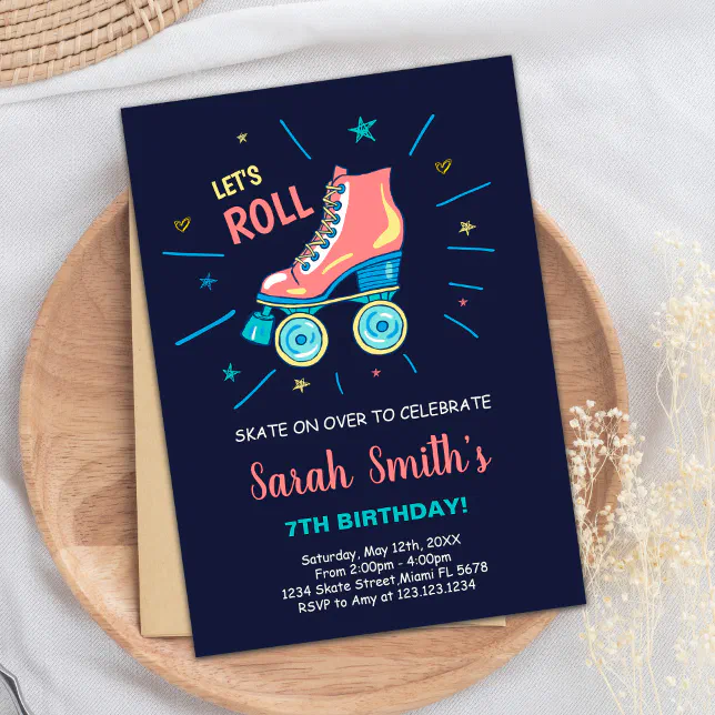 Editable Creative Roller Skate Party Invite | Zazzle