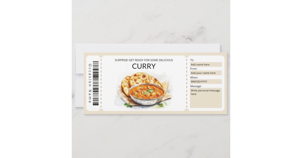 Editable Curry Gift Voucher Template | Zazzle