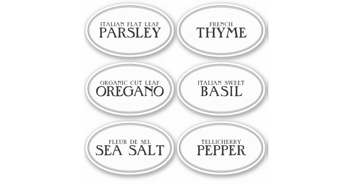 Editable Custom-Cut Oval Spice Labels with Border | Zazzle