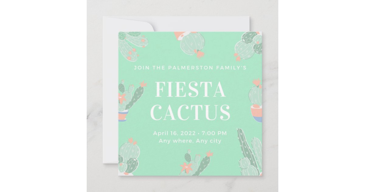Editable Custom Fiesta Cactus Succulent Invitation | Zazzle