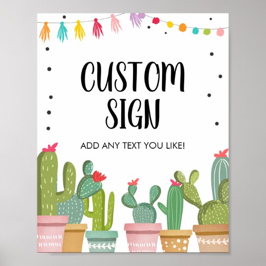 Editable Custom Fiesta Cactus Succulent Table Sign | Zazzle