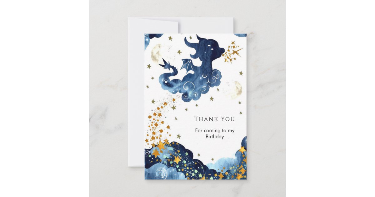 Editable Cute Dragon Birthday Thank You Card | Zazzle