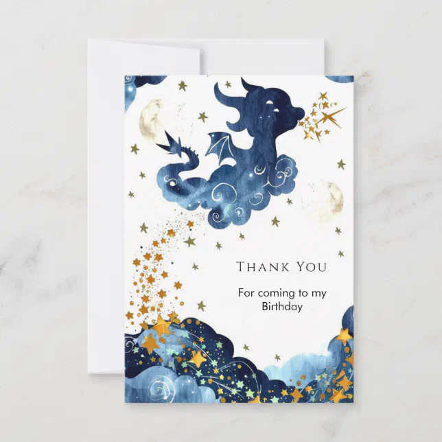 Editable Cute Dragon Birthday Thank You Card | Zazzle