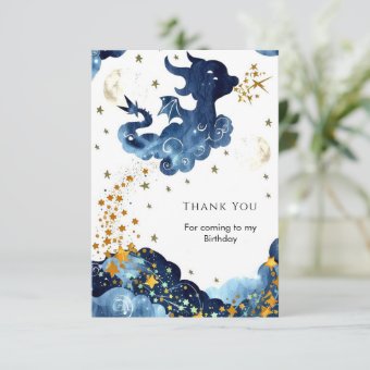 Editable Cute Dragon Birthday Thank You Card | Zazzle