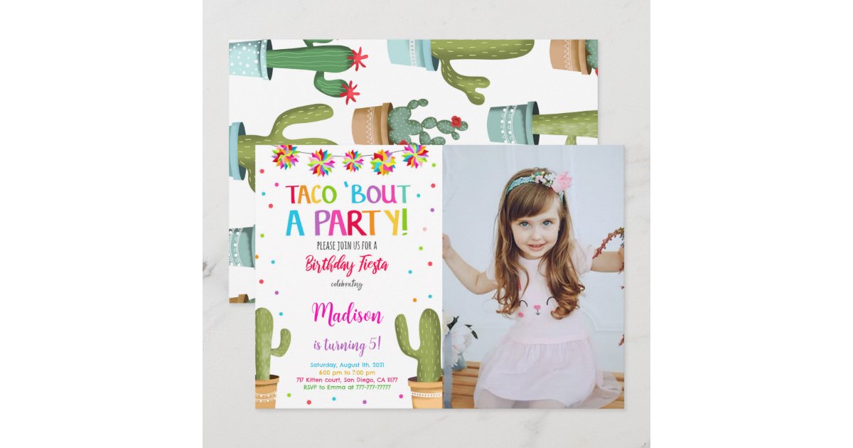 Editable Cute Fiesta Birthday Party Photo Invitation | Zazzle