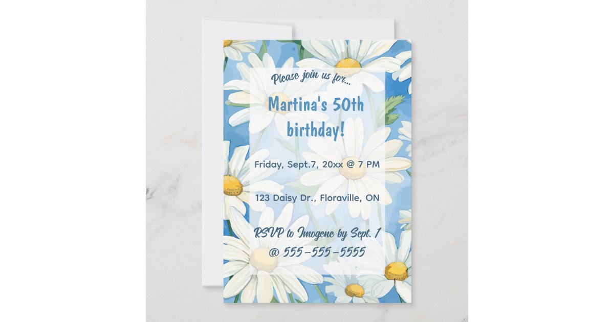 Editable Daisy Birthday Invitation | Zazzle