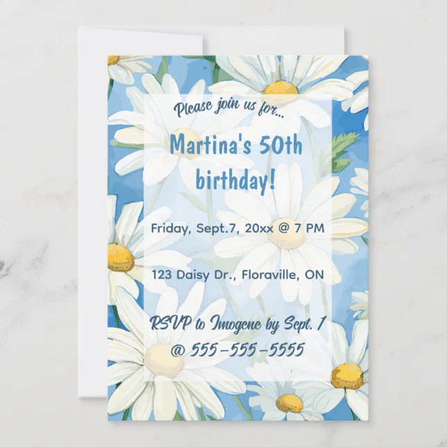 Editable Daisy Birthday Invitation | Zazzle