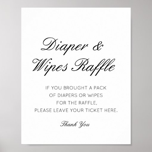 Editable Diaper and Wipes Raffle Sign Printed | Zazzle