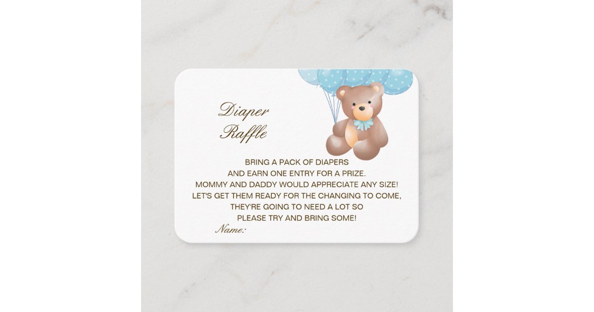 Editable Diaper Raffle Baby Shower Insert Printed | Zazzle