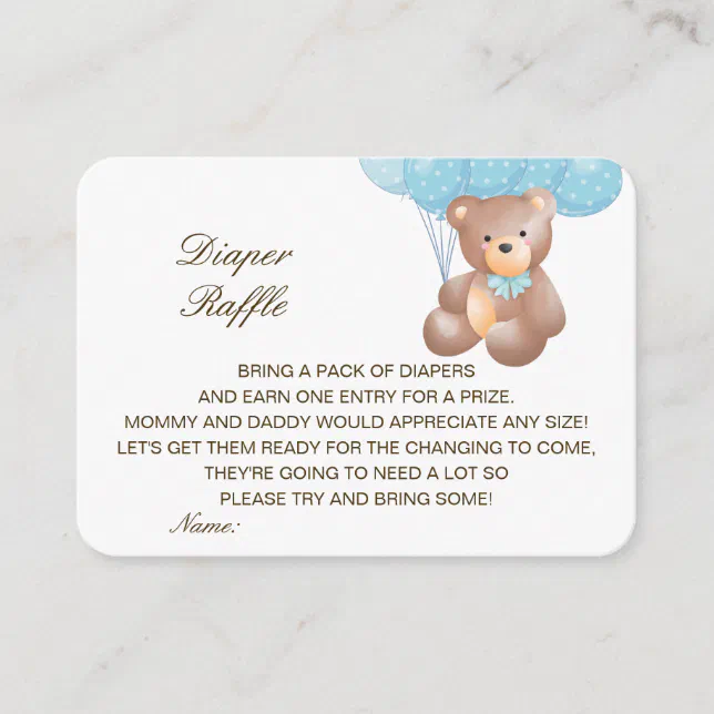 Editable Diaper Raffle Baby Shower Insert Printed | Zazzle