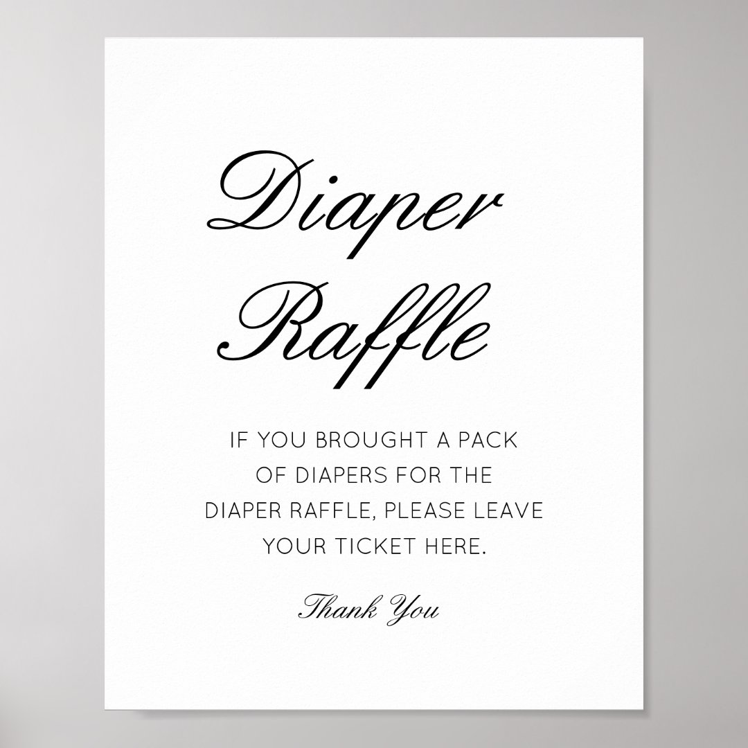 Editable Diaper Raffle Baby Shower Sign Printed | Zazzle