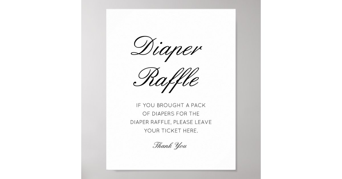Editable Diaper Raffle Baby Shower Sign Printed | Zazzle