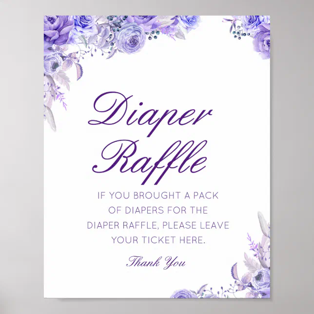 Editable Diaper Raffle Baby Shower Sign Printed | Zazzle