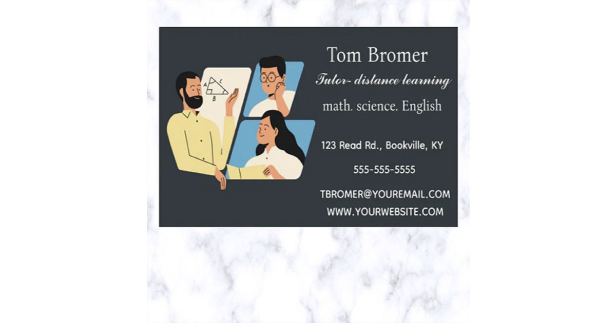 Editable Distance Learning Tutor Business Card | Zazzle