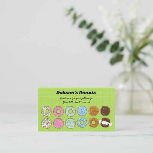 Editable Donuts Loyalty Rewards Card | Zazzle