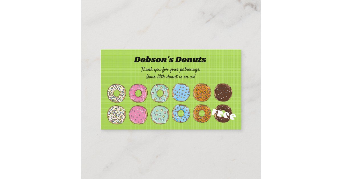 Editable Donuts Loyalty Rewards Card | Zazzle