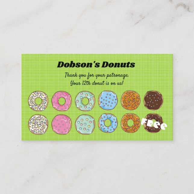 Editable Donuts Loyalty Rewards Card | Zazzle