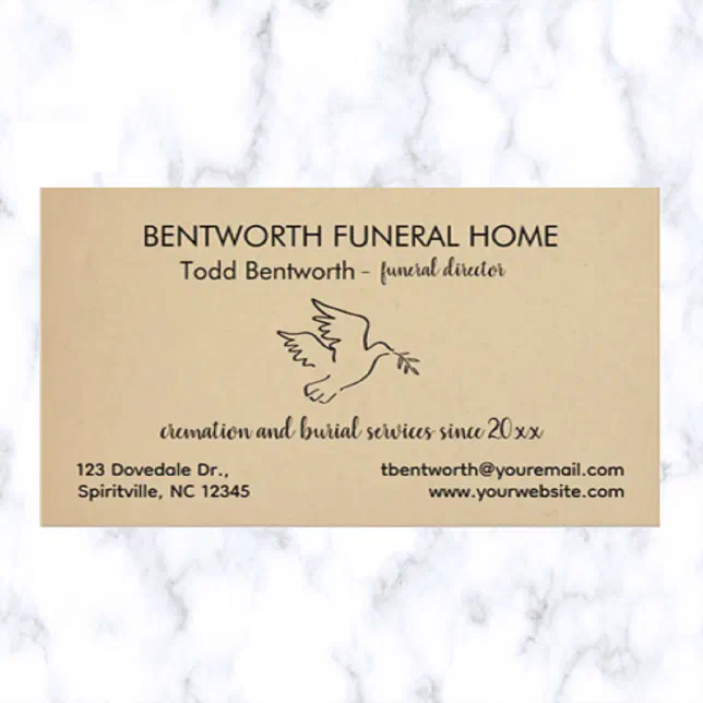 Editable Dove Funeral Home Director Business Card | Zazzle