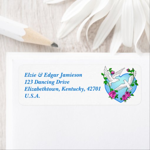 Editable Doves and Heart Return Address Labels | Zazzle