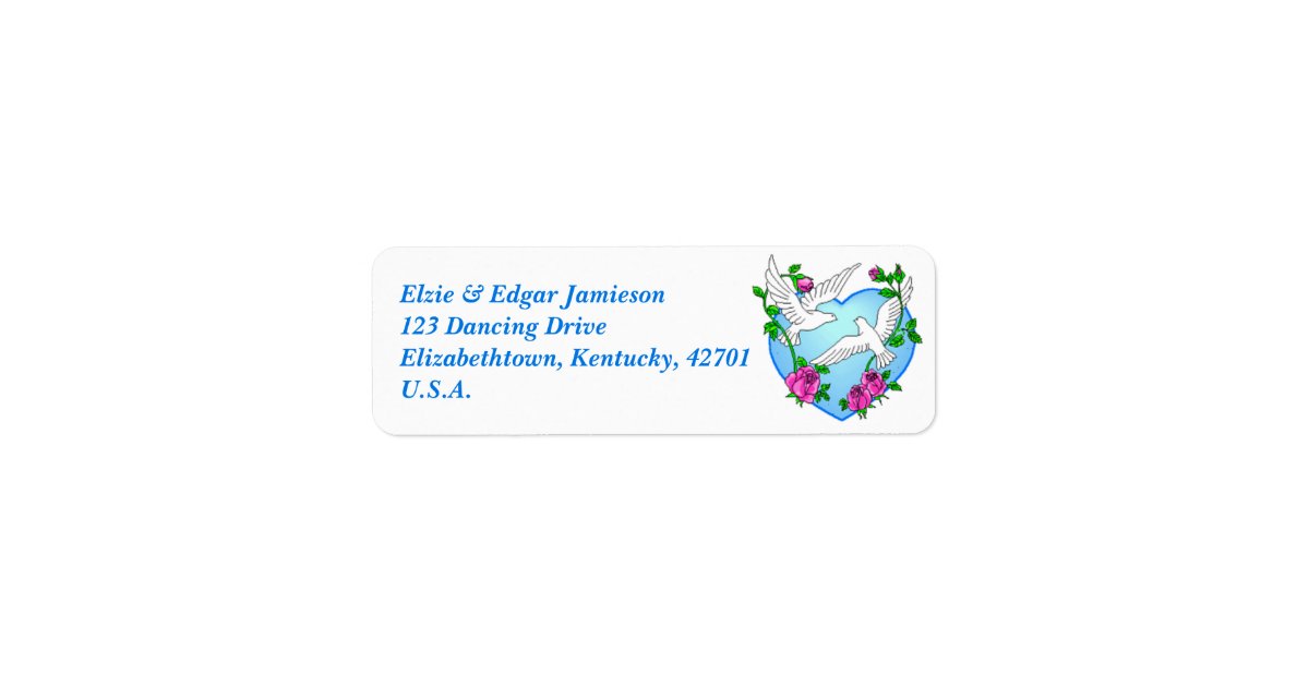 Editable Doves and Heart Return Address Labels | Zazzle