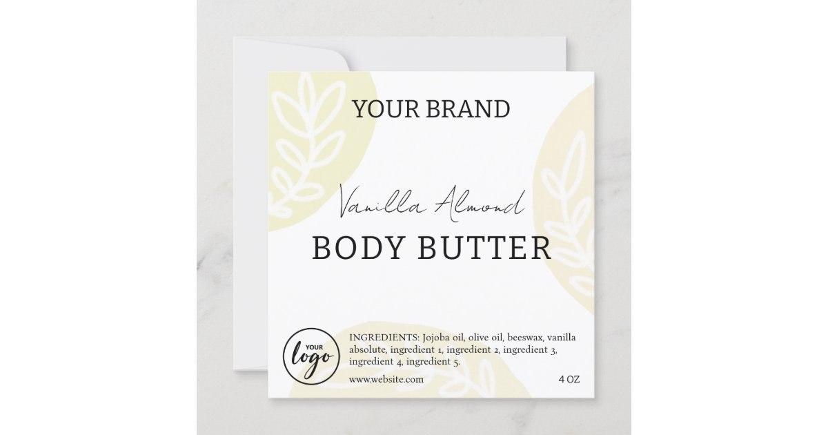 Editable Downloadable Body Butter Labels Invitation | Zazzle