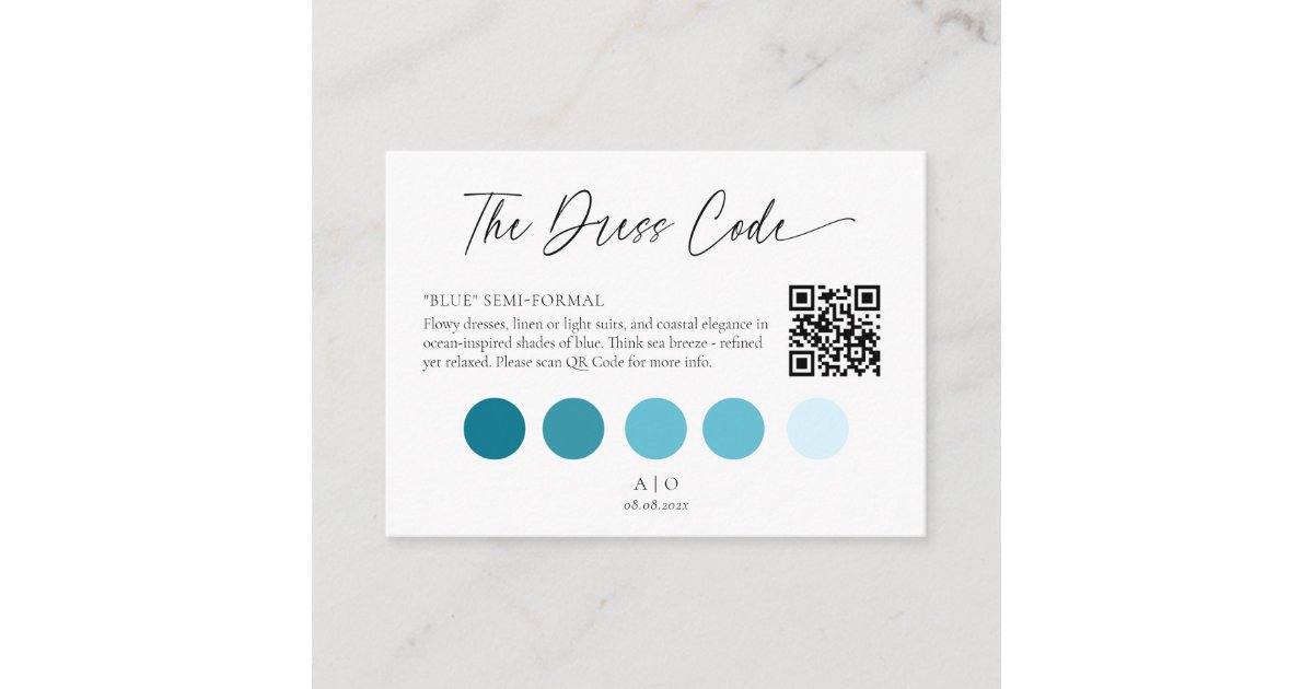 Editable Dress Code QR Color Palette Card | Zazzle