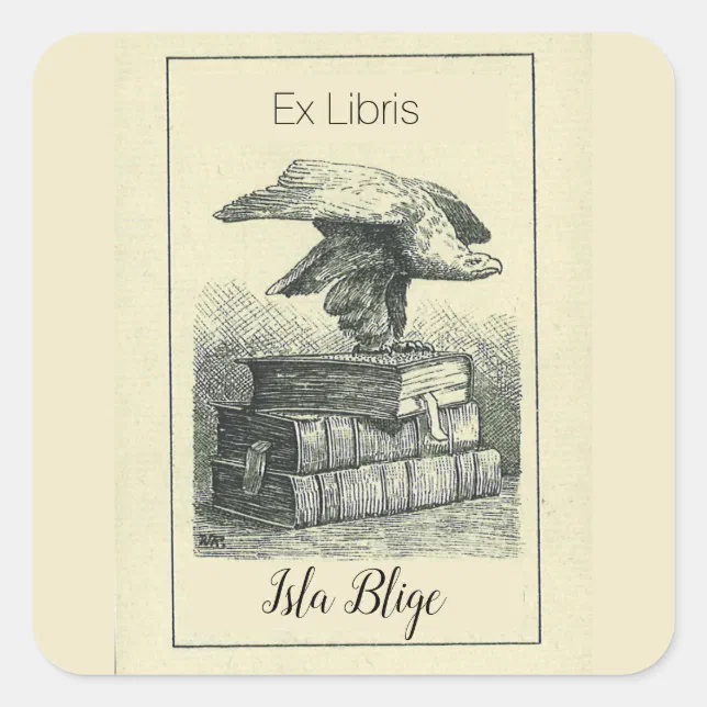 Editable Eagle on Books Bookplate | Zazzle