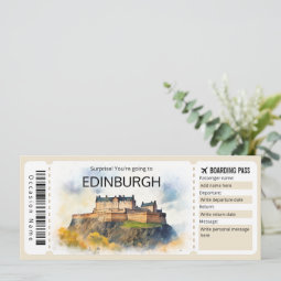 Editable Edinburgh Plane ticket Scotland Trip Invitation | Zazzle