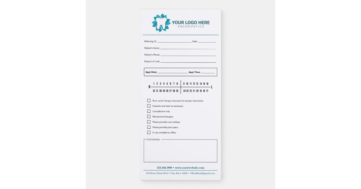 Editable Endodontics Referral Appointment Magnetic Notepad | Zazzle