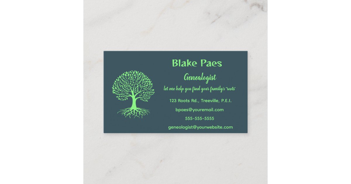 Editable Family Tree Genealogist Business Card | Zazzle