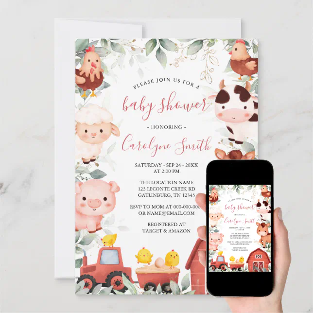EDITABLE Farm Baby Shower Invitation | Zazzle