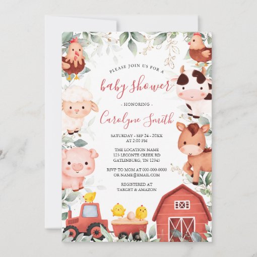 EDITABLE Farm Baby Shower Invitation | Zazzle