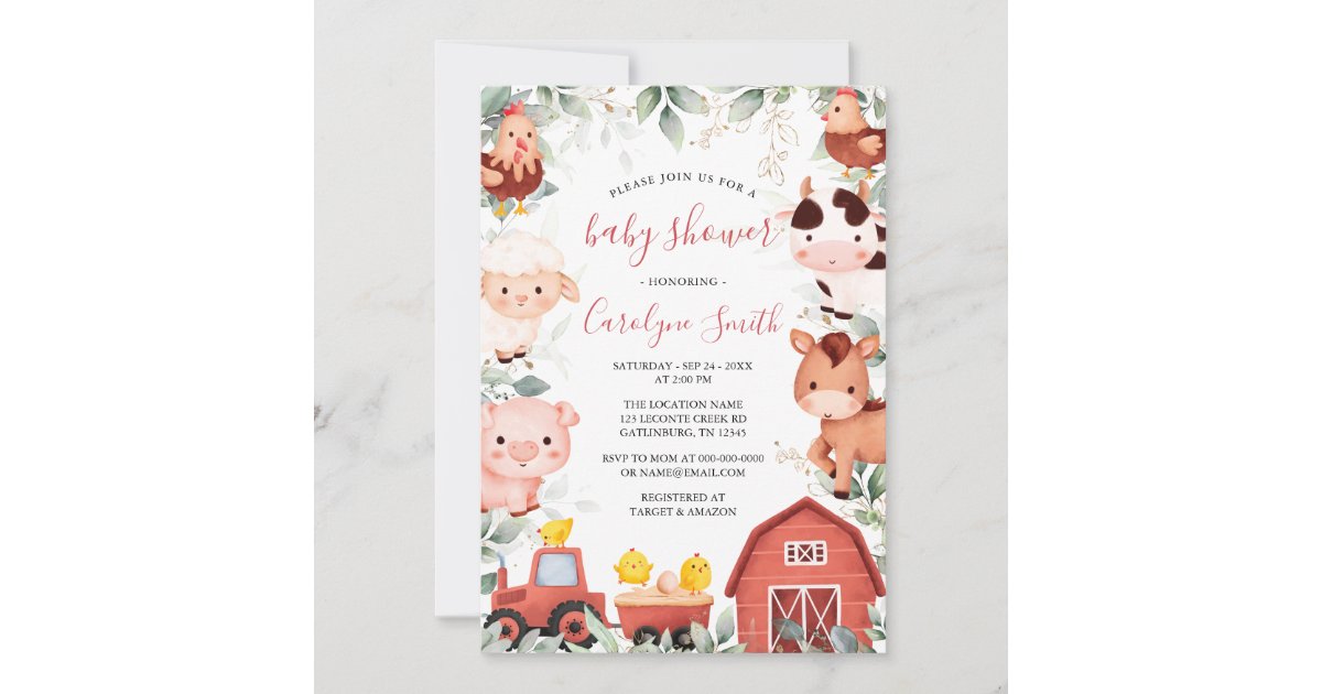 EDITABLE Farm Baby Shower Invitation | Zazzle