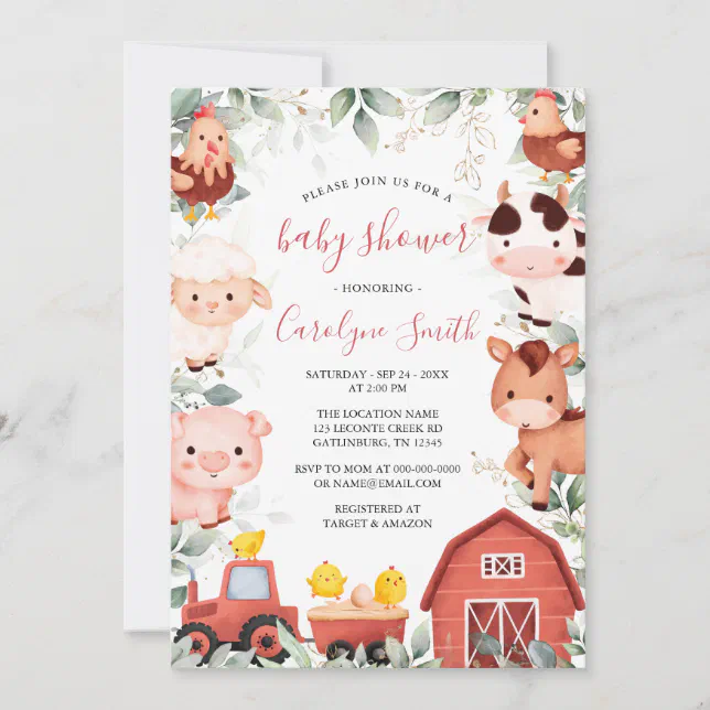 EDITABLE Farm Baby Shower Invitation | Zazzle