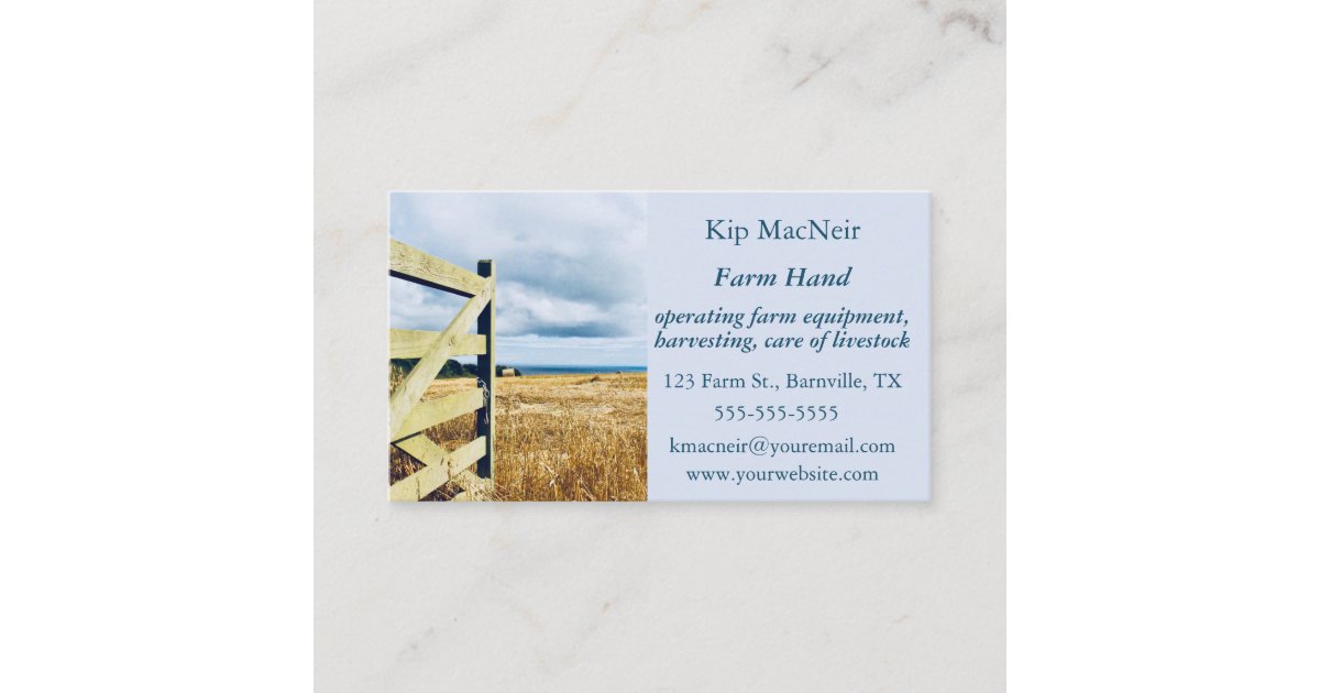 Editable Farm Hand Business Card | Zazzle