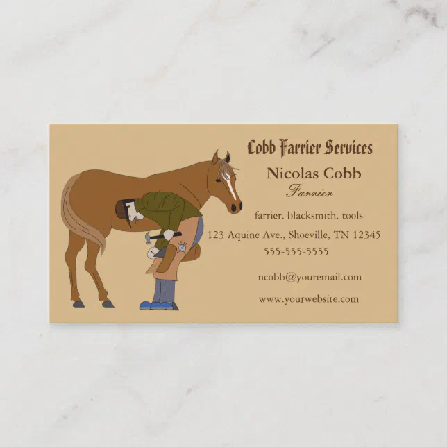 Editable Farrier Blacksmith Business Card | Zazzle
