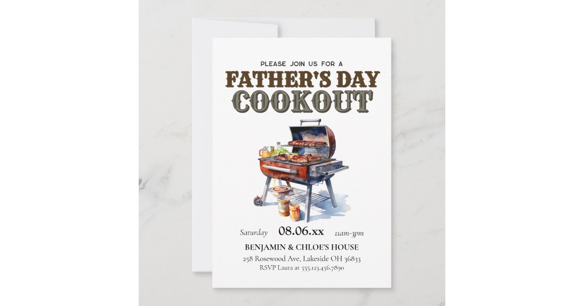 Editable Father's Day Cookout BBQ Invitation | Zazzle