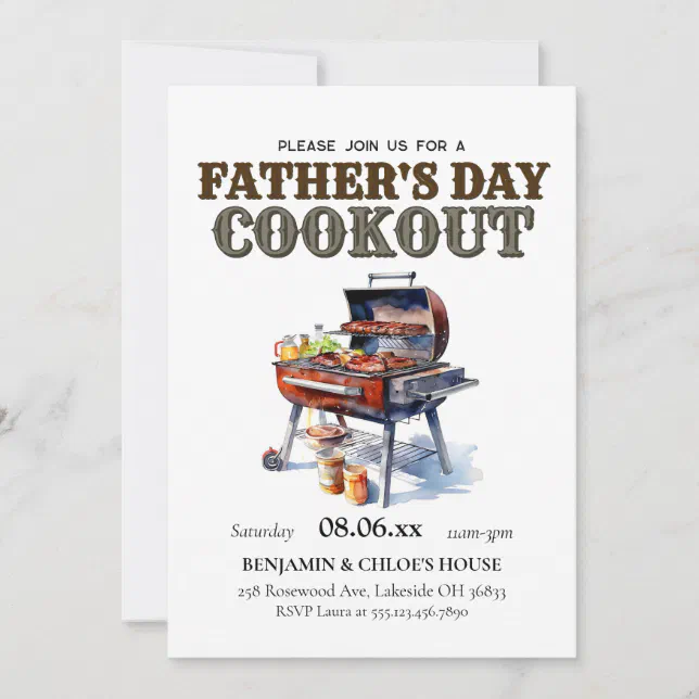 Editable Father's Day Cookout BBQ Invitation | Zazzle