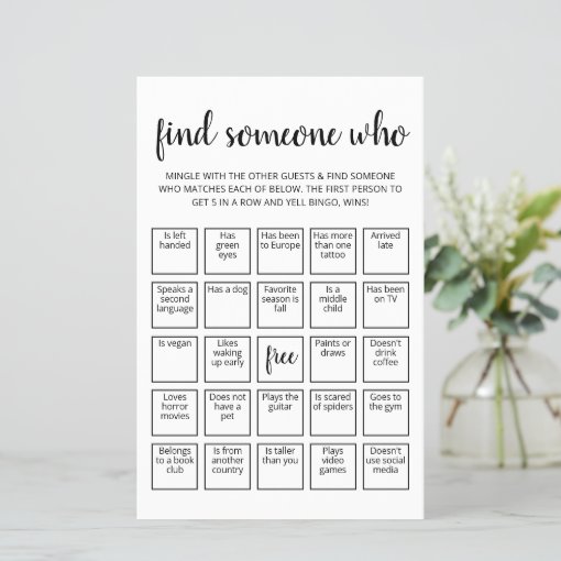 Editable Find Someone Who Game Bingo game | Zazzle