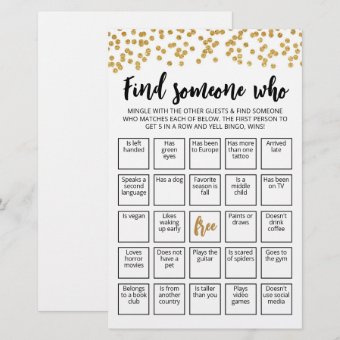 Editable Find Someone Who Game Bingo game | Zazzle