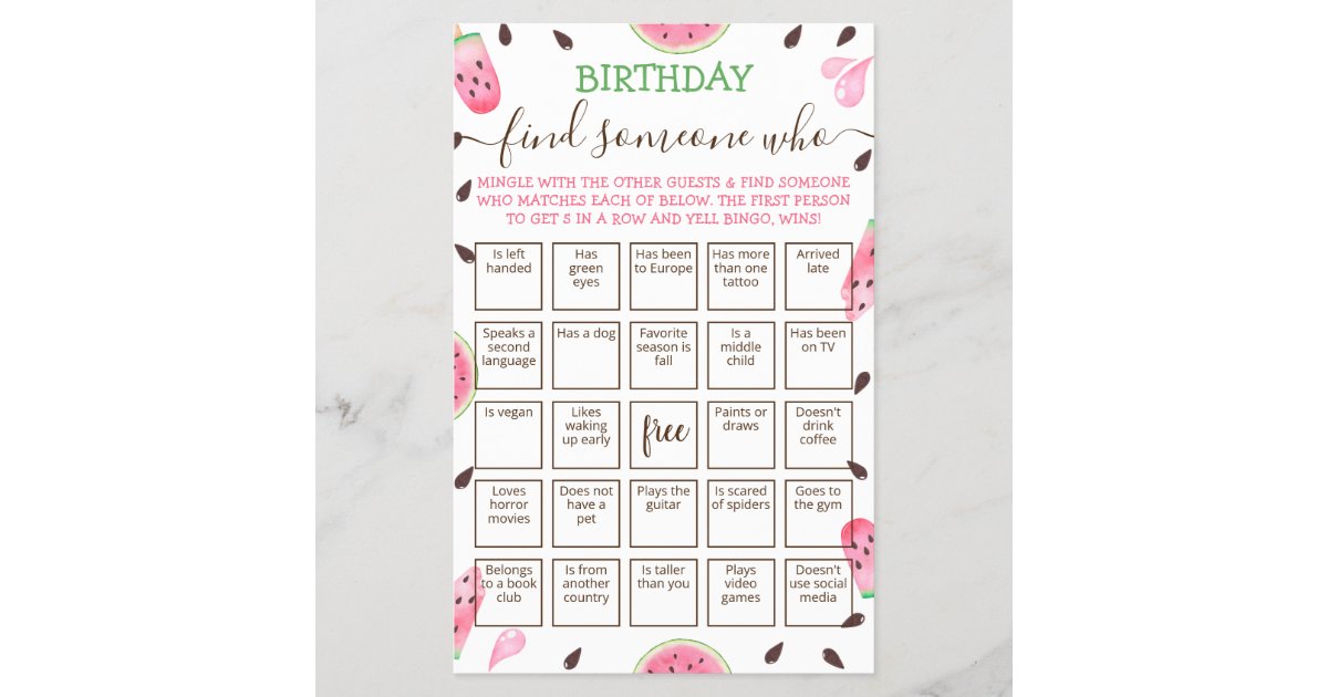 Editable Find Someone Who Game Bingo game | Zazzle