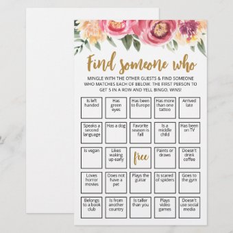 Editable Find Someone Who Game Bingo game | Zazzle