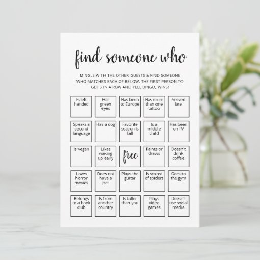 Editable Find Someone Who Game Bingo game Card | Zazzle