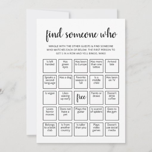 Editable Find Someone Who Game Bingo game Card | Zazzle