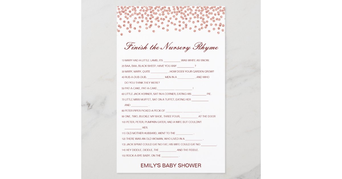 Editable Finish the Nursery Rhyme with Answer | Zazzle