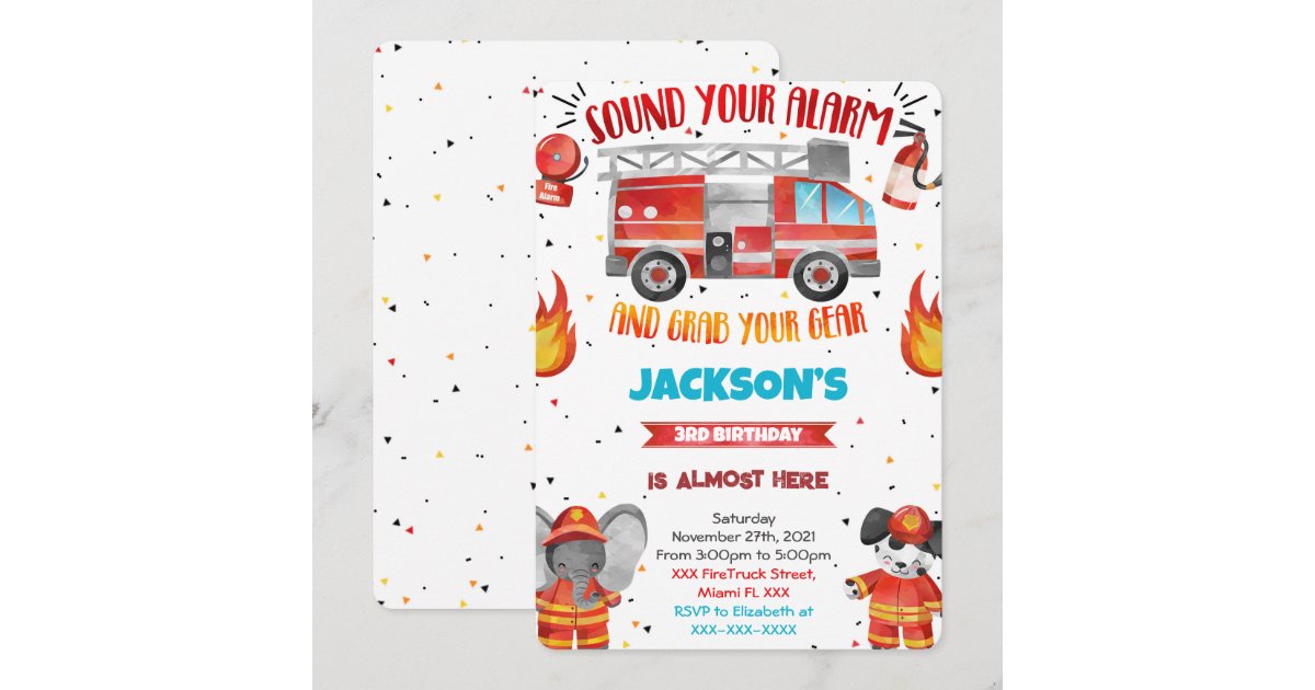 Editable Fire Truck Birthday Invitations | Zazzle