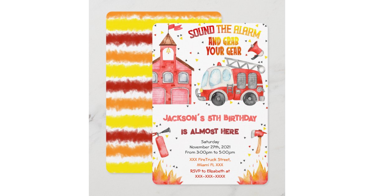Editable Fire Truck Invitations | Zazzle