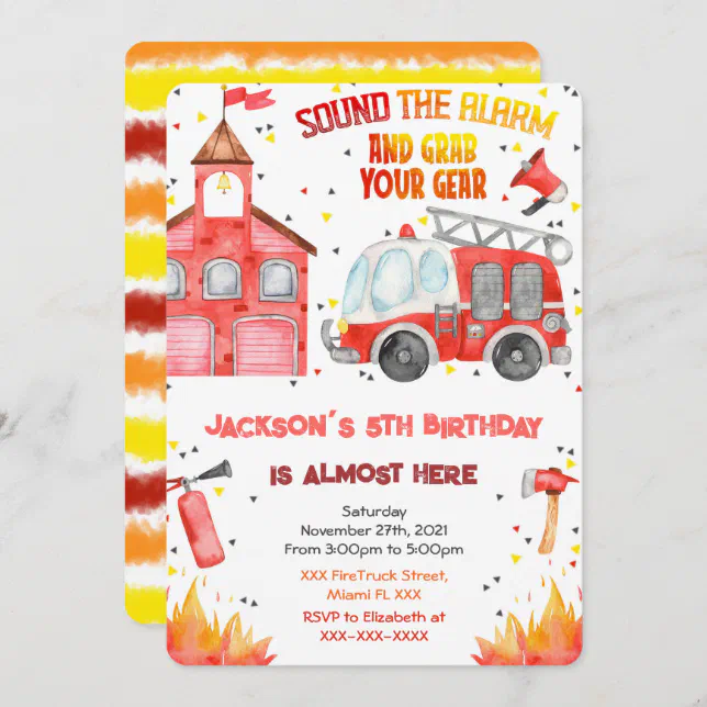 Editable Fire Truck Invitations | Zazzle